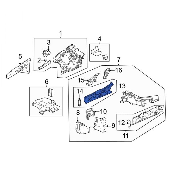 Acura OE 60911TYA305ZZ - Front Left Inner Frame Side Member