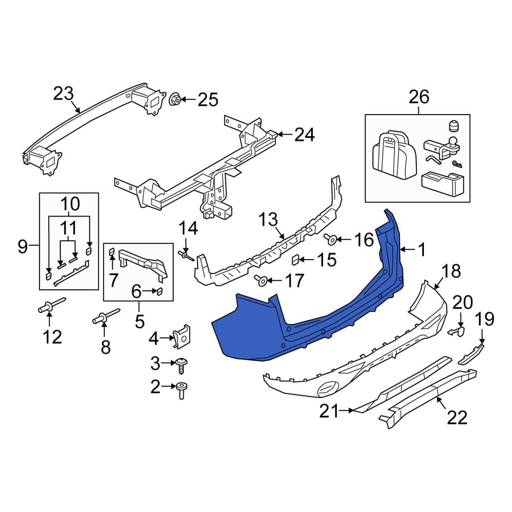 Alfa Romeo OE 7AU08TZZAA Rear Upper Bumper Cover alfa-romeo-oe-7au08tzzaa-rear-upper-bumper-cover