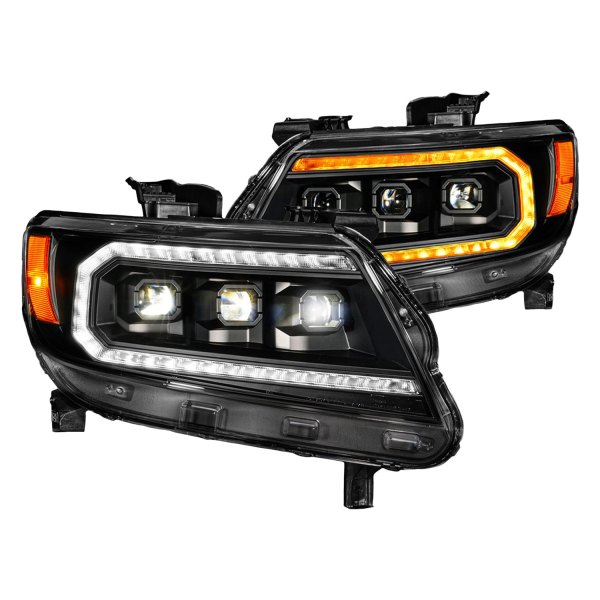 Anzo® 111634 - Driver and Passenger Side Black Projector LED Headlights ...