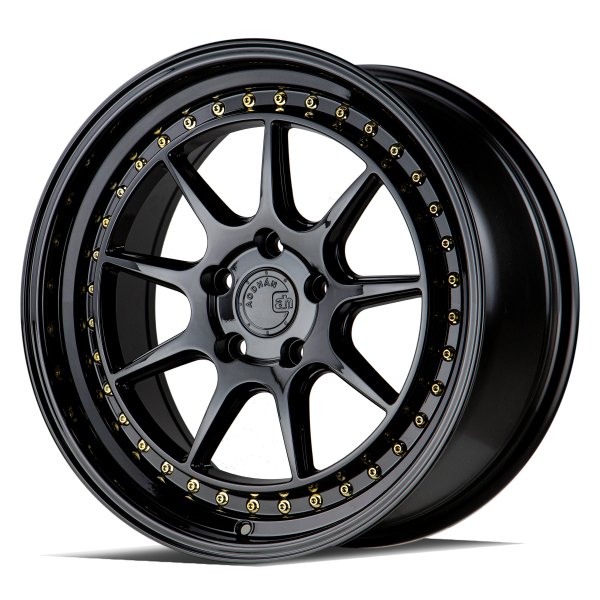 AODHAN® DS-X Wheels - Gloss Black with Gold Rivets Rims