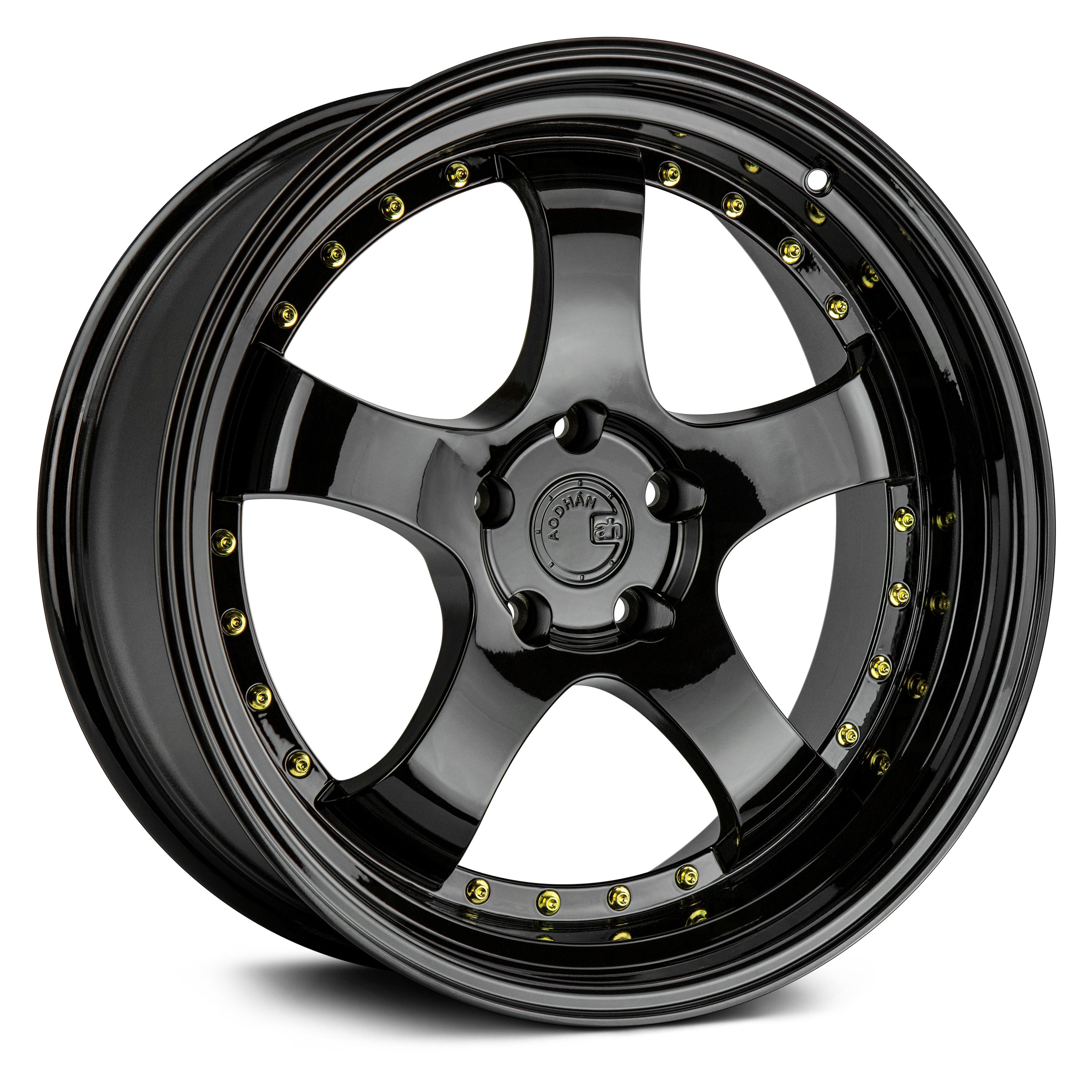 AODHAN® AH03 Wheels - Black with Gold Rivets Rims