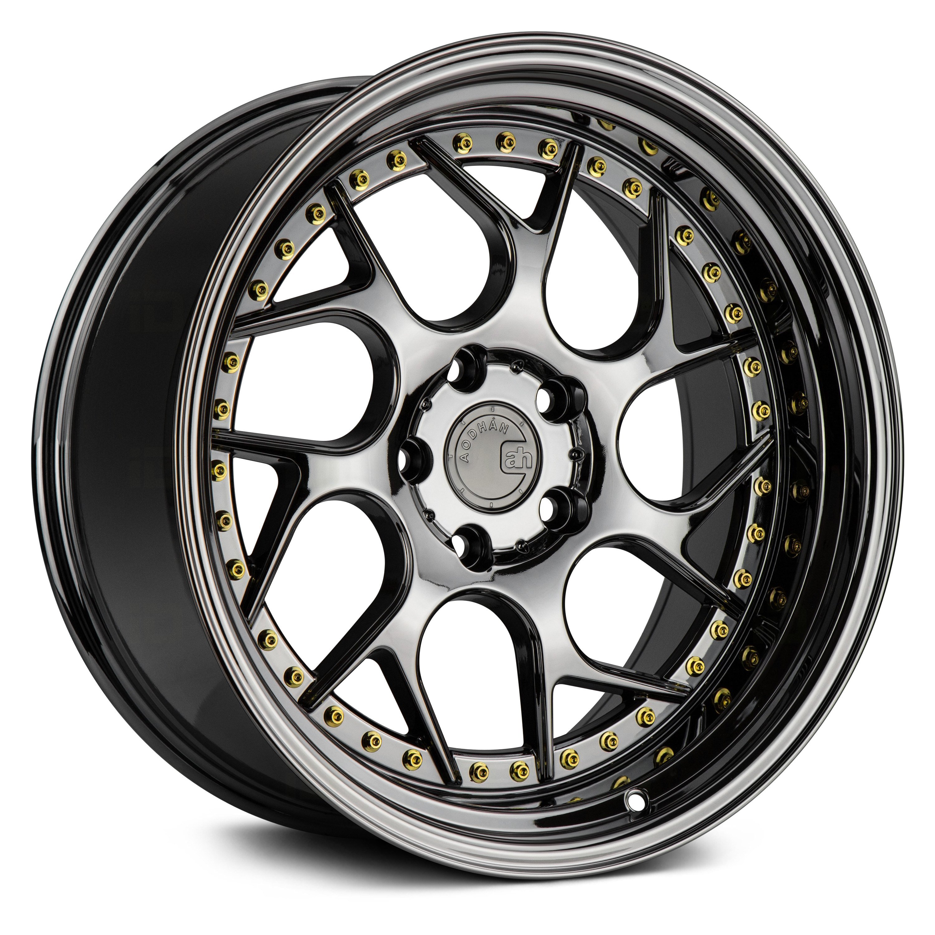 AODHAN® DS01 Wheels - Black Vacuum with Gold Rivets Rims - DS118855114335VB