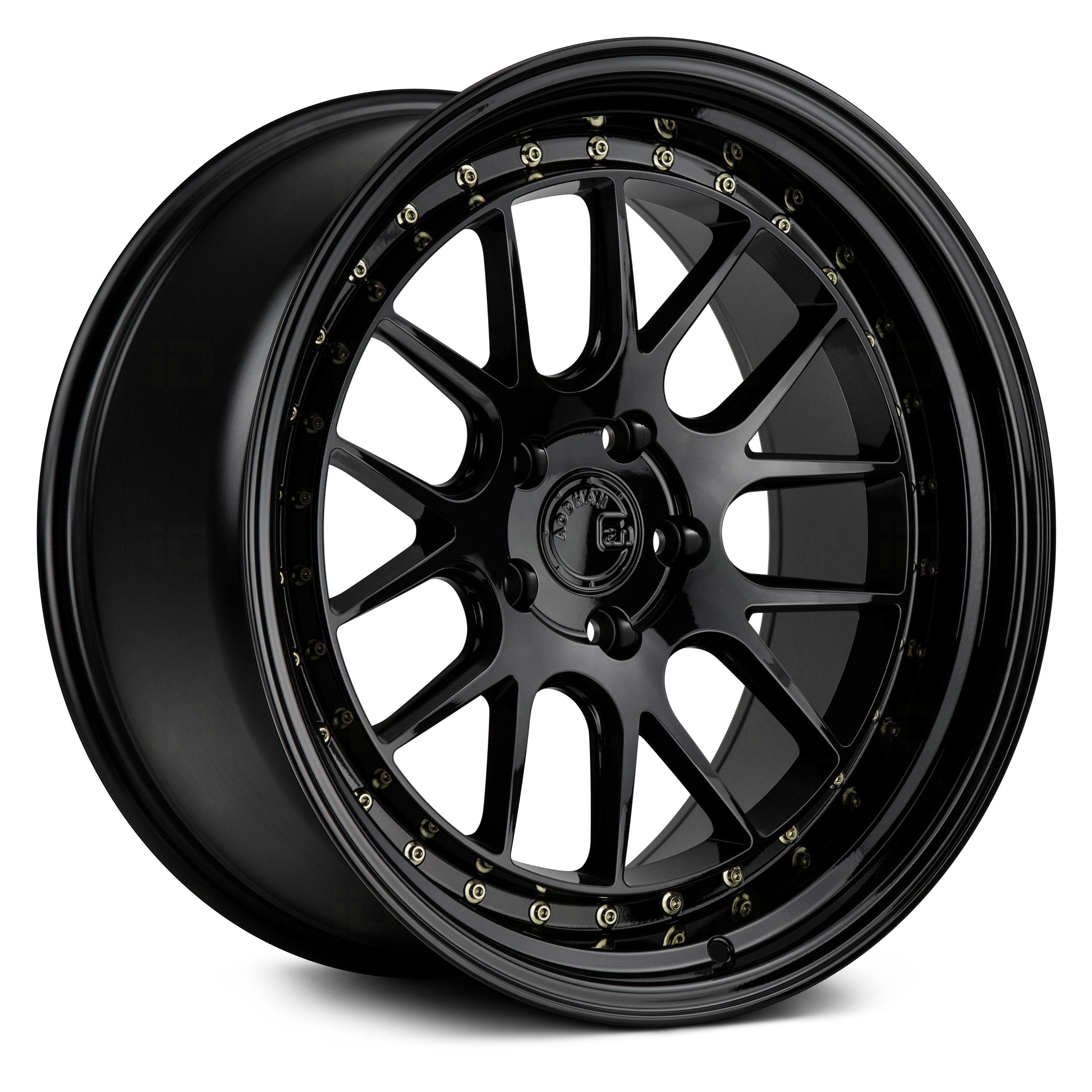 AODHAN® DS06 Wheels - Gloss Black with Gold Rivets Rims