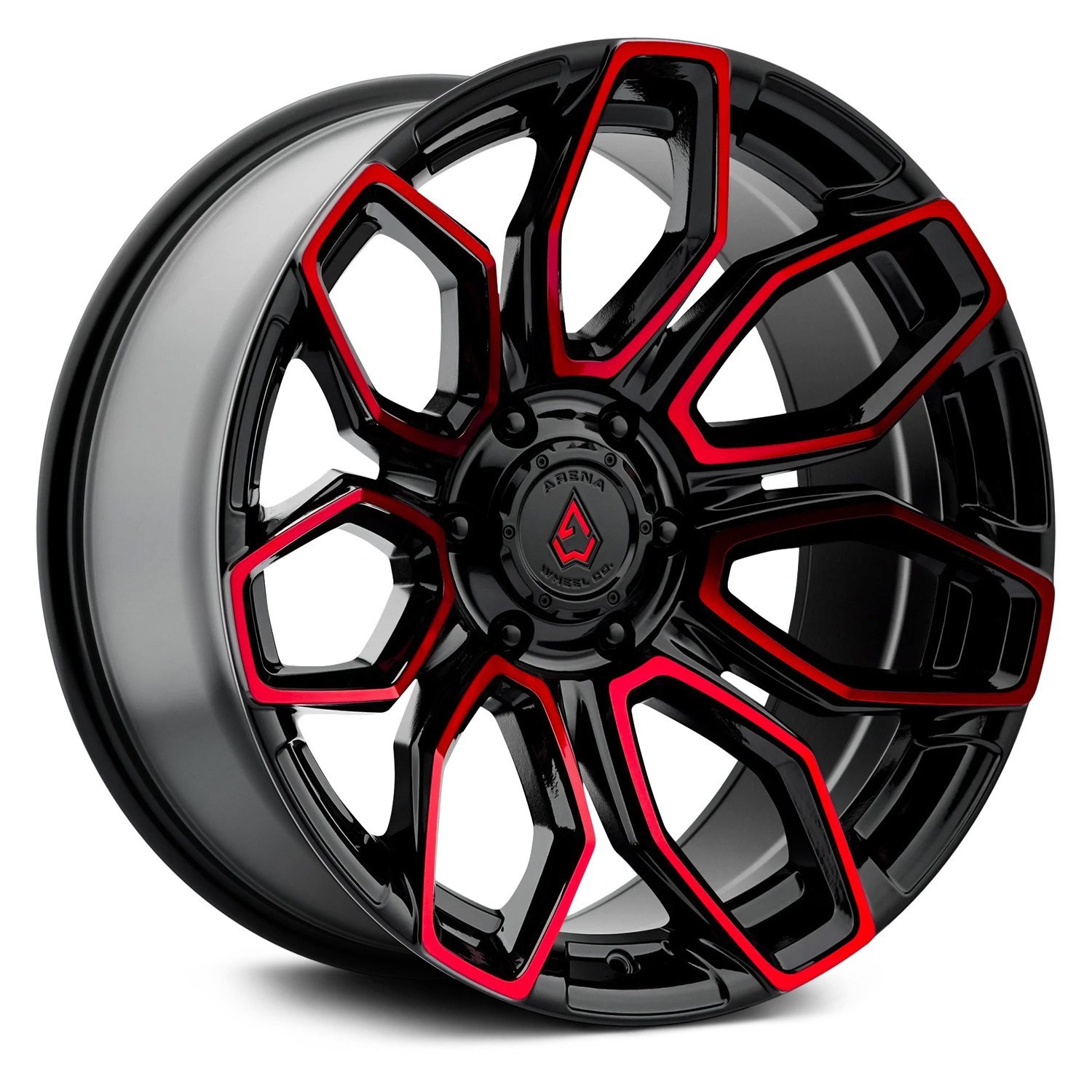 ARENA WHEEL CO® COBRA Wheels - Gloss Black with Red Face Rims