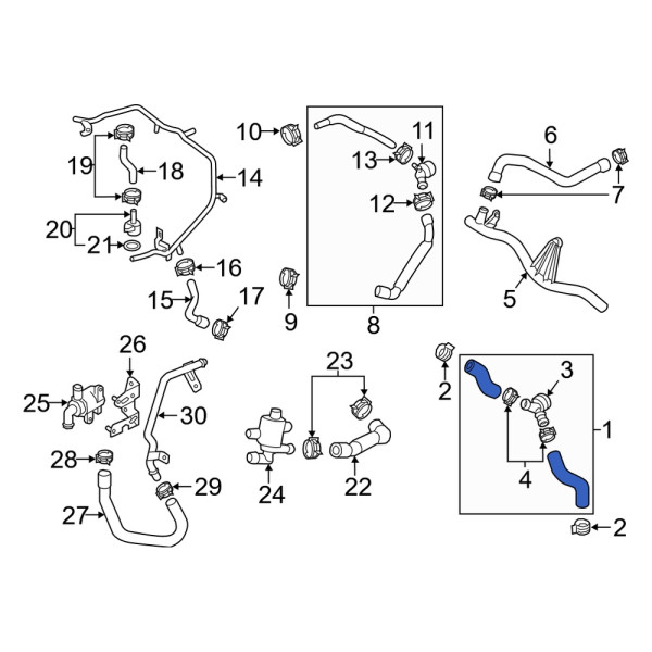 Audi OE 5Q0122101DT - Upper Radiator Coolant Hose