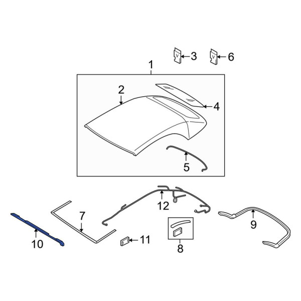 Audi OE 8F0871387A - Front Convertible Top Seal Bracket