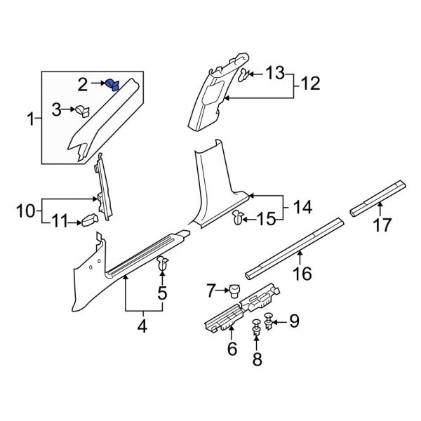 Audi OE 8P0867276A - Body A-Pillar Trim Panel Clip