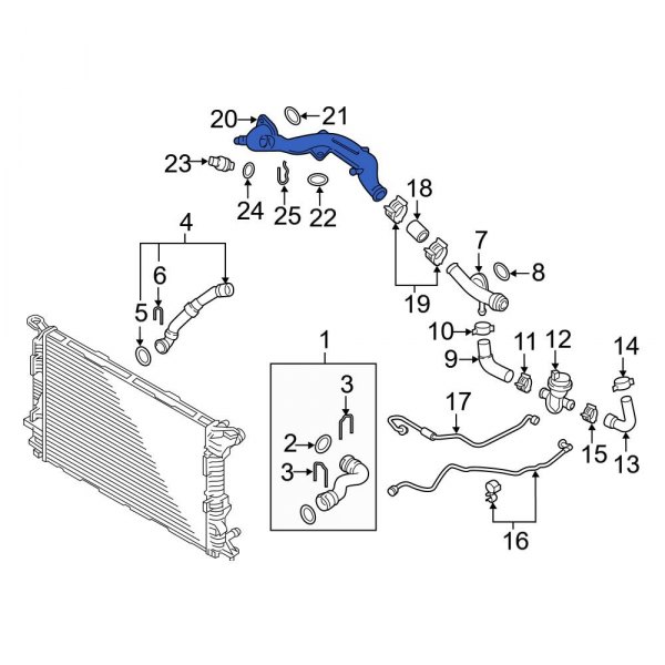 Audi OE 06E121045BE - Engine Coolant Pipe