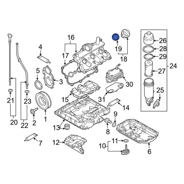 Audi OE 06A103483D - Engine Oil Filler Cap Gasket