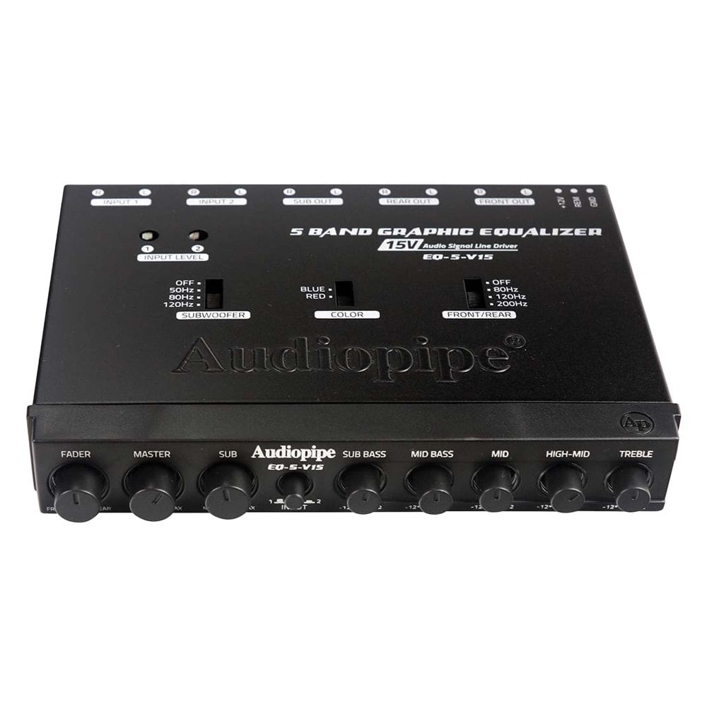 Audiopipe® EQ5V15 - 5-Band Graphic Audio Equalizer with Subwoofer Control