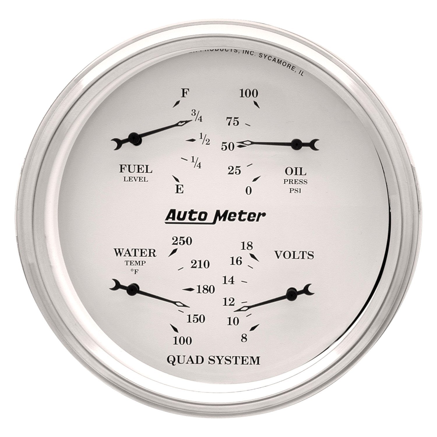 Auto Meter® 1610 - Old Tyme White Series 5" Quad Gauge