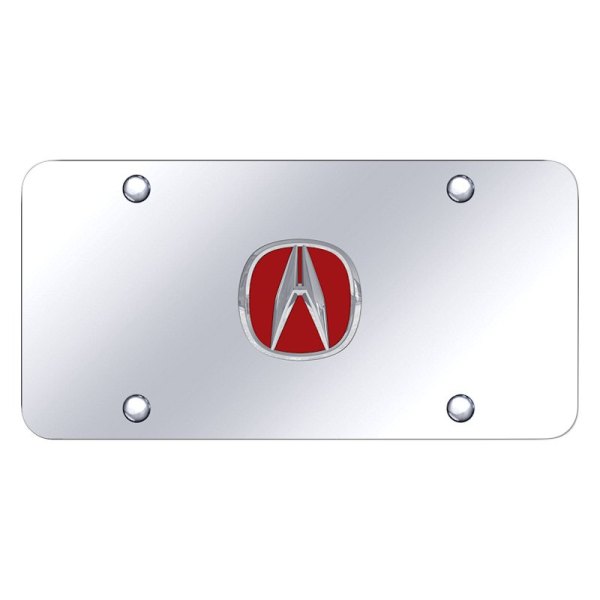 Autogold® ACU.R.CC - Chrome License Plate with 3D Chrome / Red Acura Emblem