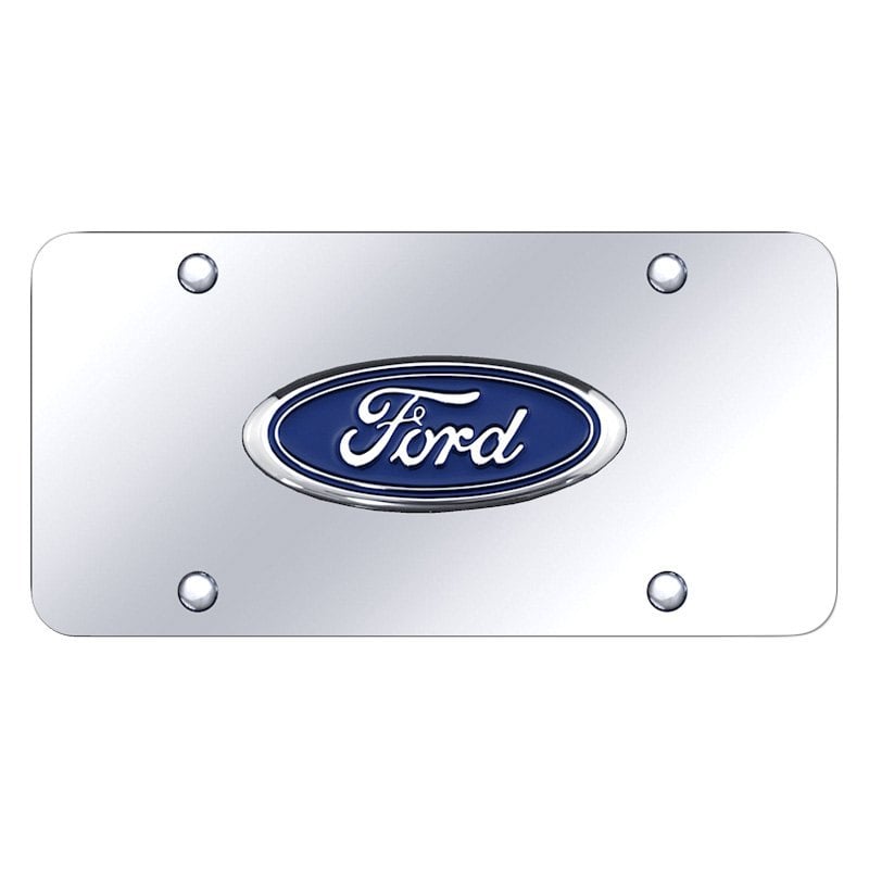 Autogold® FOR.CC - Chrome License Plate with 3D Chrome Ford Emblem