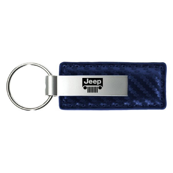 Autogold® KC1554.JEEG - Jeep Grille Navy Carbon Fiber Leather Key Chain