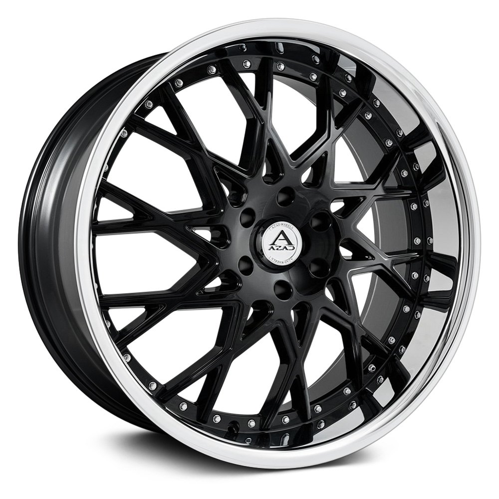 AZAD® AZ822 Wheels - Gloss Black with Chrome SS Lip Rims