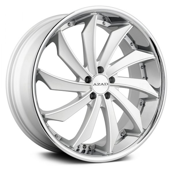 AZAD® AZ911 Wheels - Semi Matte Silver and Chrome SS Lip Rims