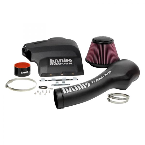 Banks® 41882 - Plastic Black Short Ram Air Intake System with Oiled Red ...