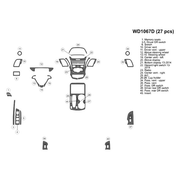 B&I® WD1067D-ES2 - 2D Real Birdseye Maple Small Dash Kit (27 Pcs)