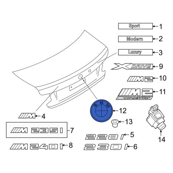 BMW OE 51148219237 - Rear Deck Lid Emblem