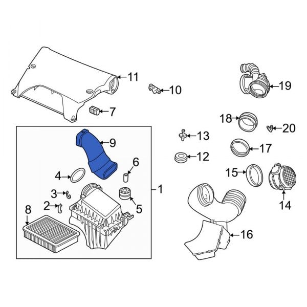 BMW OE 13711438471 - Center Engine Air Intake Hose
