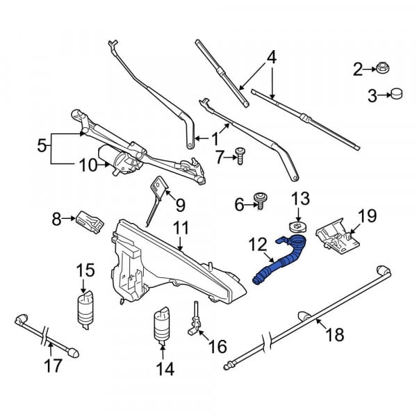 BMW OE 61667162586 - Front Washer Fluid Reservoir Filler Pipe