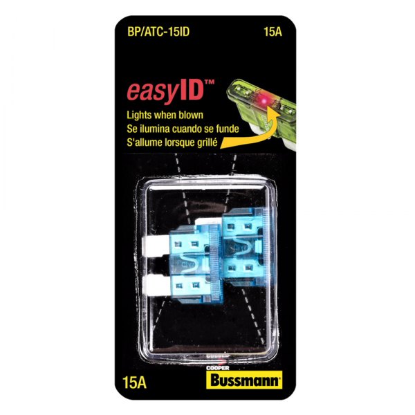 Fuse Cards Bussmann 15 AMP ATC EasyID Fuse 2 Piece 1 Amp Blade Fuse