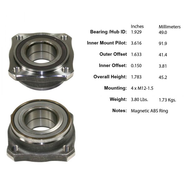 Centric® 406.34009 - Premium™ Rear Passenger Side Non-Driven Wheel ...