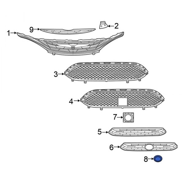 Chrysler OE 6WR86XXXAA - Front Grille Molding