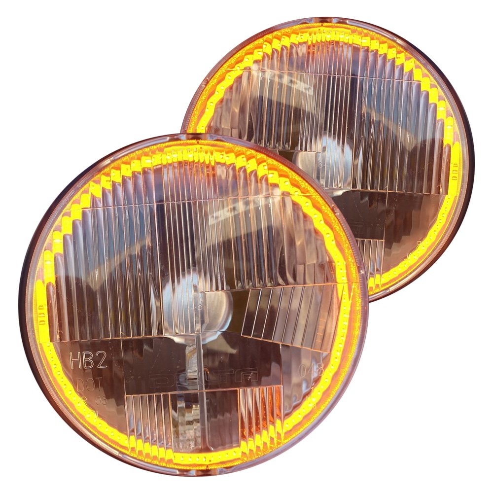 Quad-Bar 7 Xenon Headlights with Red SMD LED City Lights for Jeep JK ...