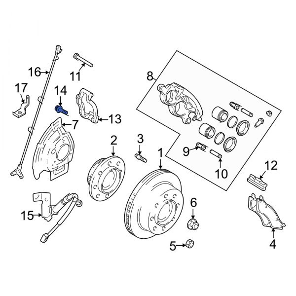 Dodge OE 6509456AA - Front Disc Brake Caliper Anchor Plate Bolt