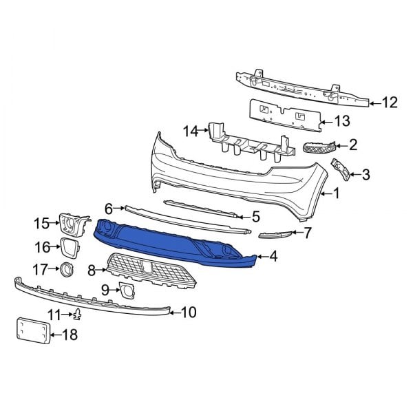 Dodge OE 1XV00TZZAB - Front Lower Bumper Cover