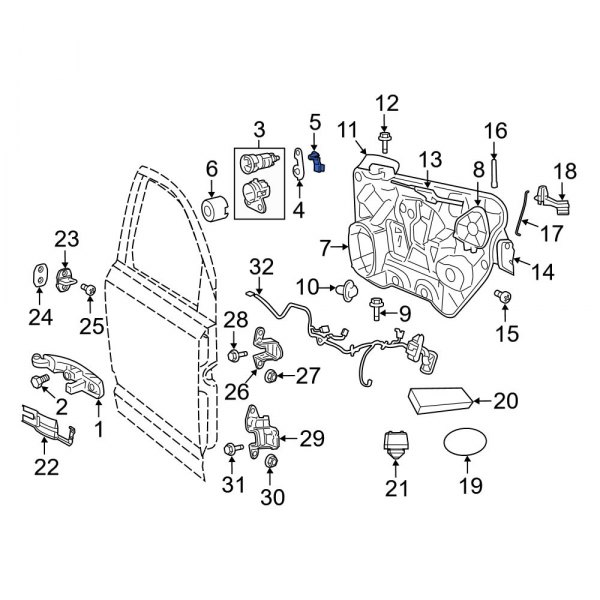 Dodge OE 68078076AB - Front Door Lock Rod Clip