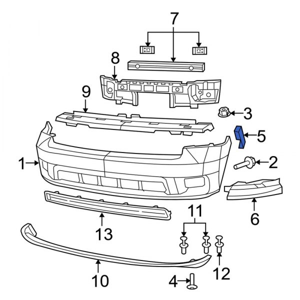 Dodge OE 55277480AD - Front Right Upper Bumper Cover Bracket