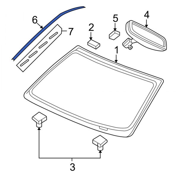Dodge OE 68297609AB - Front Left Windshield Molding
