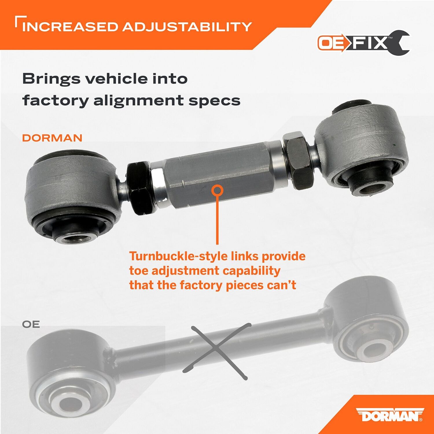 Dorman® 526-032 - OE Solutions™ Rear Lower Forward Alignment Toe Arm