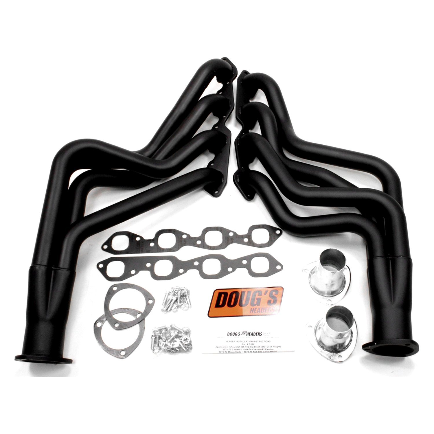 Doug's Headers® D322-B - 4-Tube Steel Hi-Temp Black Coated Long Tube ...