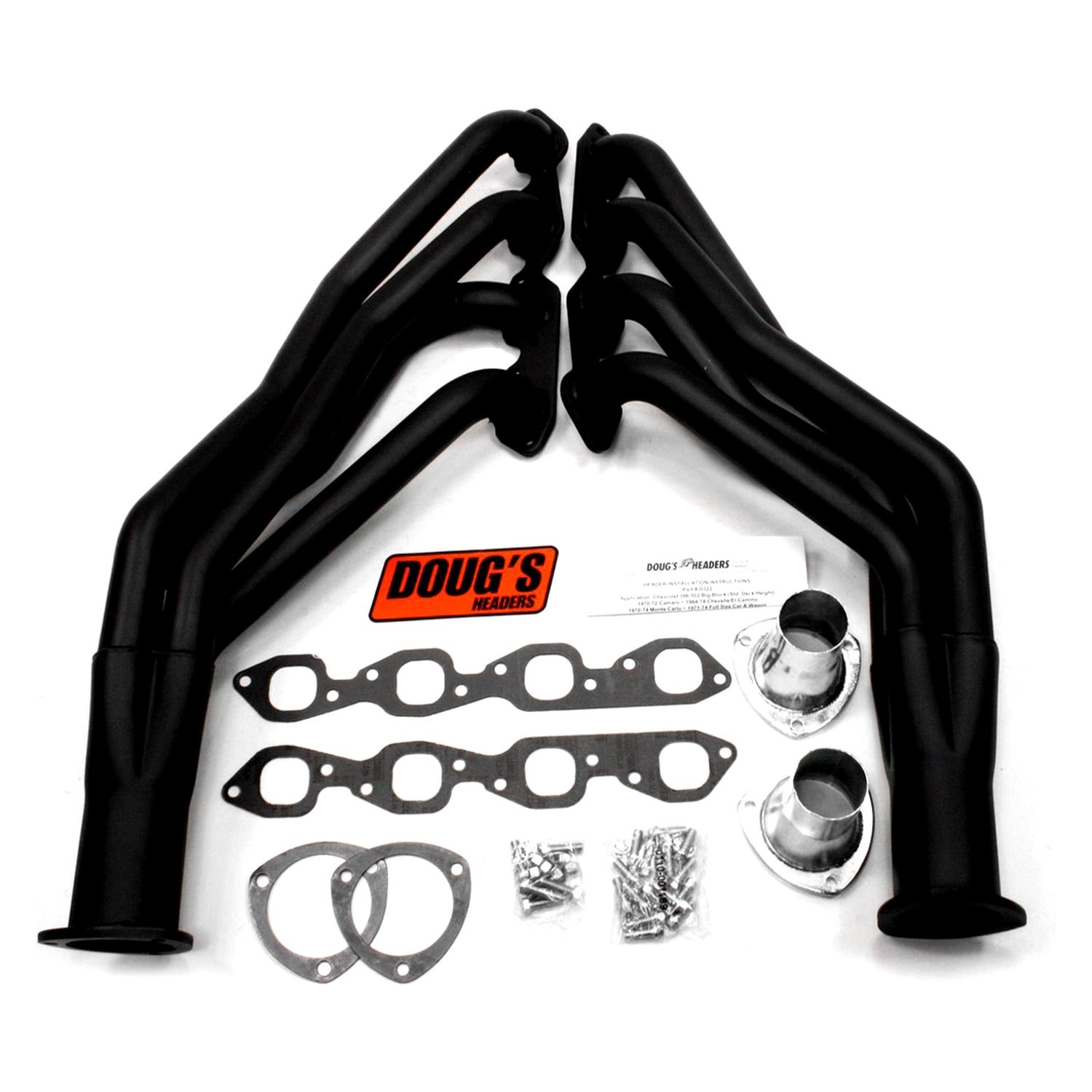 Doug's Headers® D354-B - 4-Tube Steel Hi-Temp Black Coated Long Tube ...