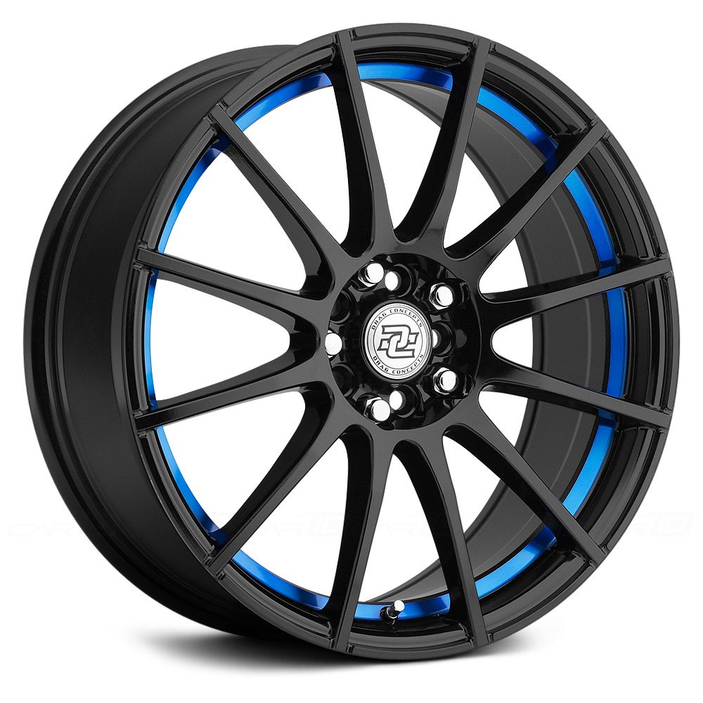 DRAG CONCEPTS® R-16 Wheels - Gloss Black with Blue Undercut Rims