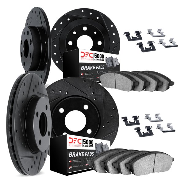 Dynamic Friction Company® 8514-72041 - PRO-KIT 5000+ Drilled and Slotted Front and Rear Brake Kit