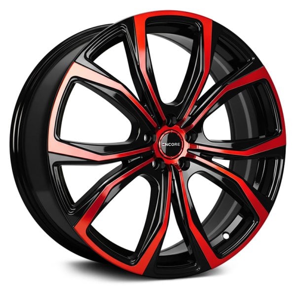 ENCORE ALLOYS® ENC104 Wheels - Gloss Black with Machined Red Face Rims