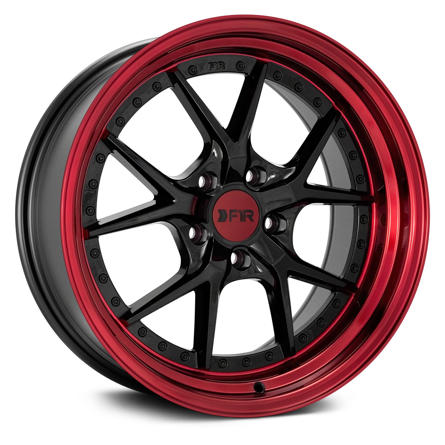 F1R® F105 Wheels - Black with Red Lip Rims