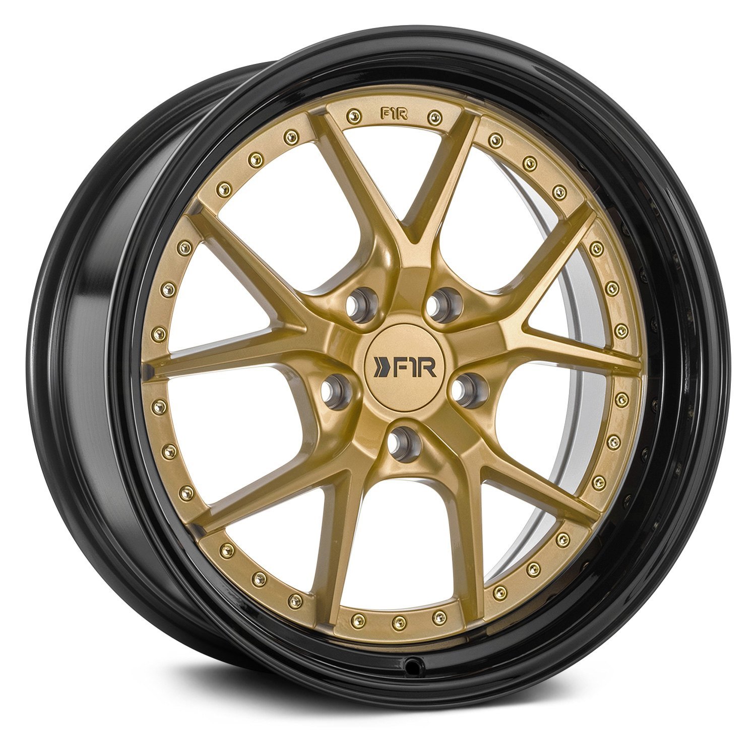 F1R® F105 Wheels - Gold with Black Lip Rims