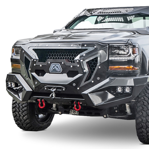 Fab Fours® GR3800-B - Grumper Full Width Raw Front Winch HD Bumper