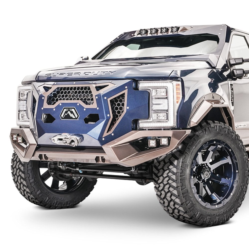 Fab Fours® - Ford F-250 2017 Grumper Full Width Blacked Front Winch HD ...