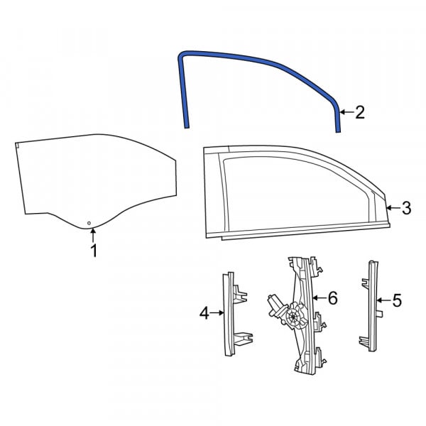 Fiat OE 68070046AF - Front Inner Window Channel