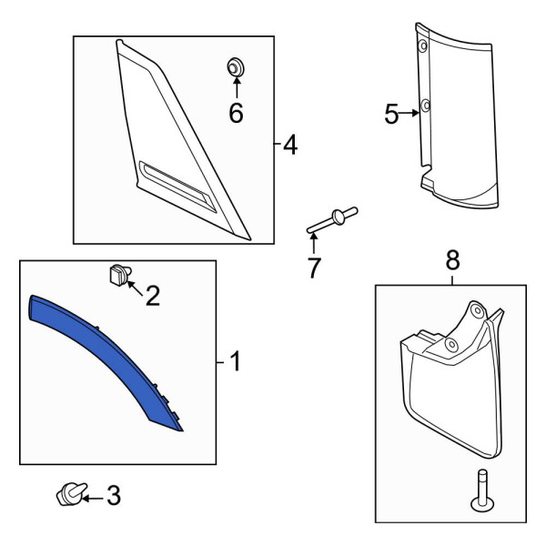 Ford OE M1PZ7829038A - Rear Right Wheel Arch Molding