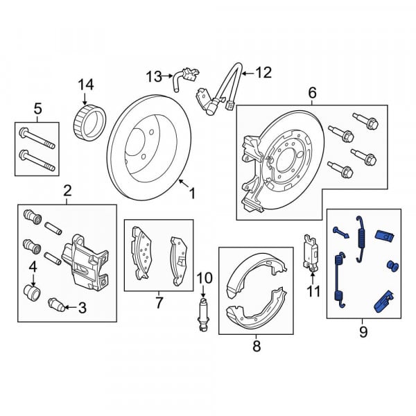 Ford OE 6W1Z2A225AA - Rear Parking Brake Hardware Kit