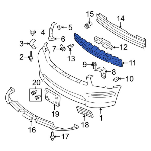 Ford OE 4R3Z17C882AA - Front Outer Bumper Impact Absorber