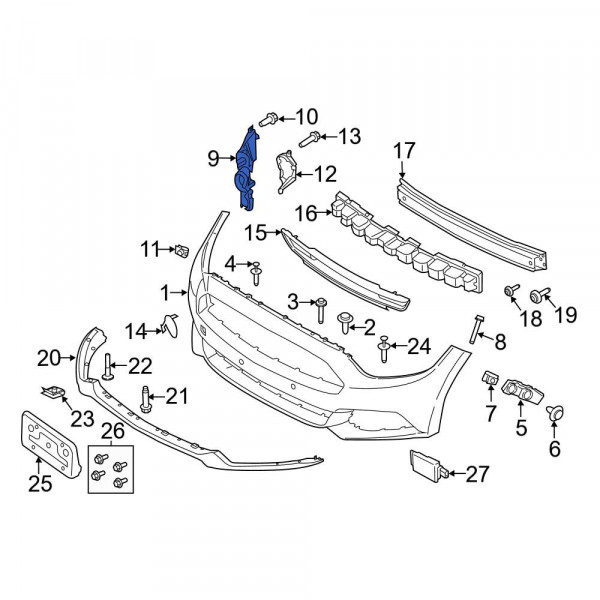Ford OE FR3Z17E811AA - Front Left Bumper Cover Support Rail