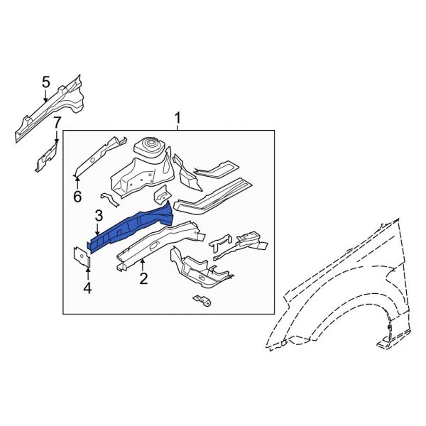 Ford OE 8S4Z16055R - Front Left Outer Frame Side Member